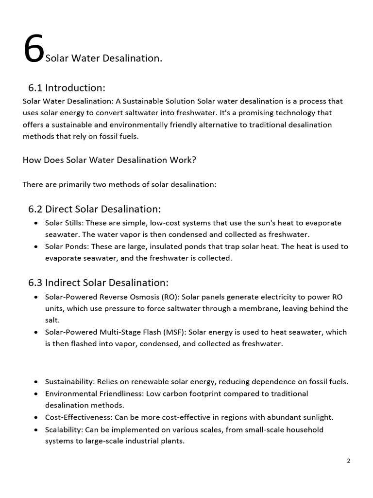 Solar Water Desalination Methods Explained | PDF | Desalination | Solar ...