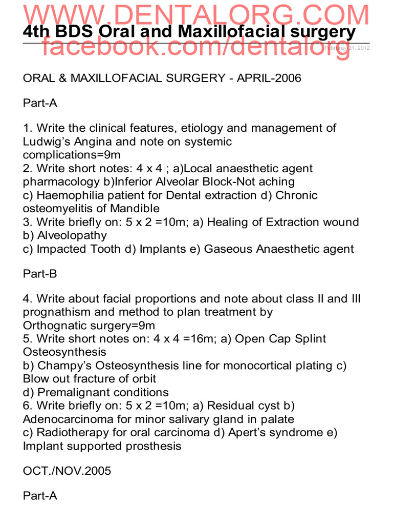 Final Yr Dental Graduation Question BCQ | PDF | Medical Specialties | Clinical Medicine