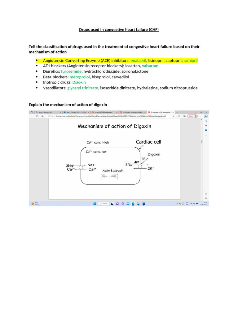 CHF Drug Classes & Mechanisms | PDF