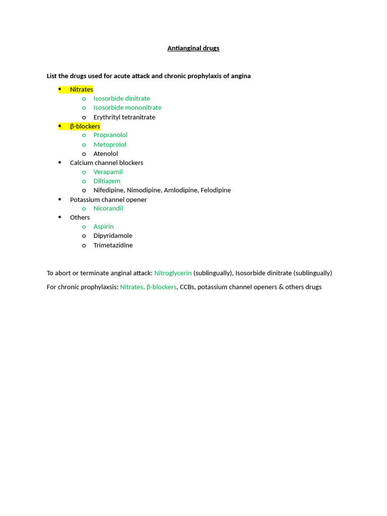Antianginal Drugs | PDF
