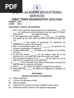 JSS2 English First Term Exam | PDF | Communication | Linguistic Typology