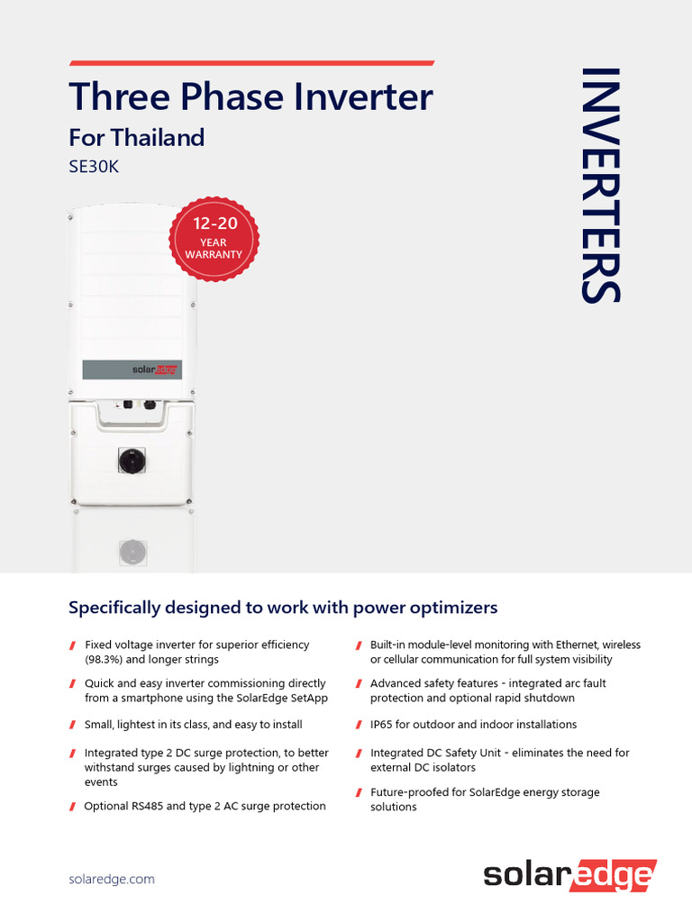 SolarEdge SE30K Three Phase Inverter | PDF | Power Inverter ...
