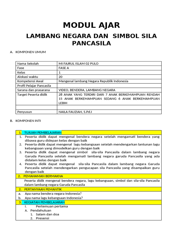 Modul Ajar - Templet | PDF