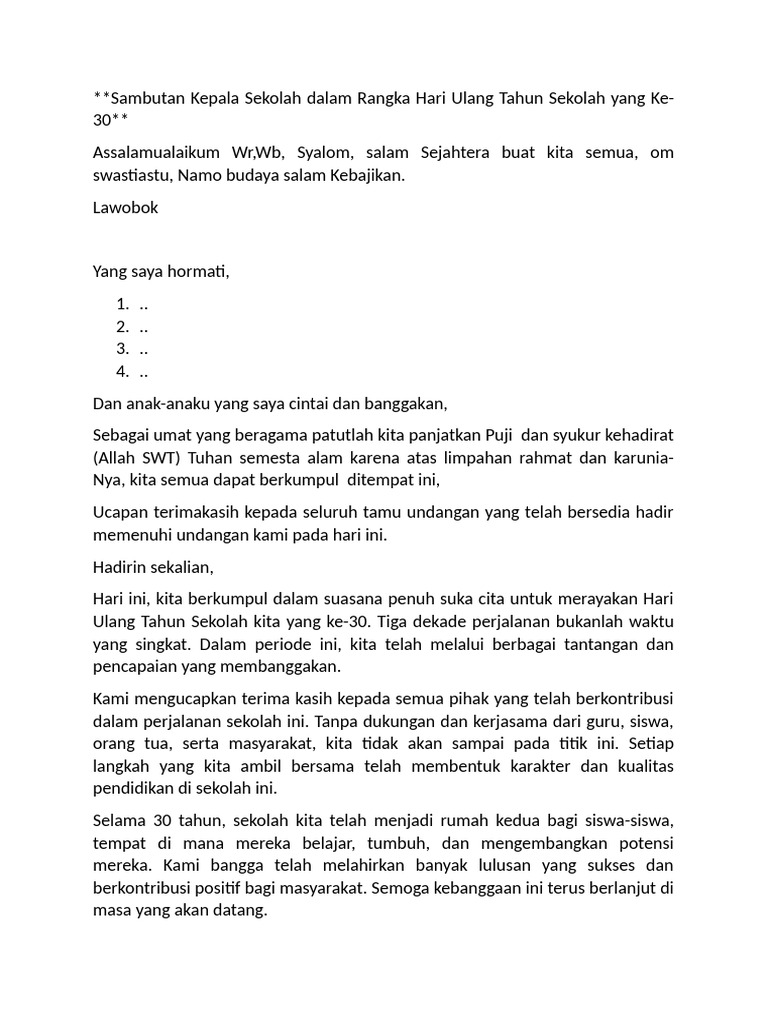 Sambutan Kepsek | PDF