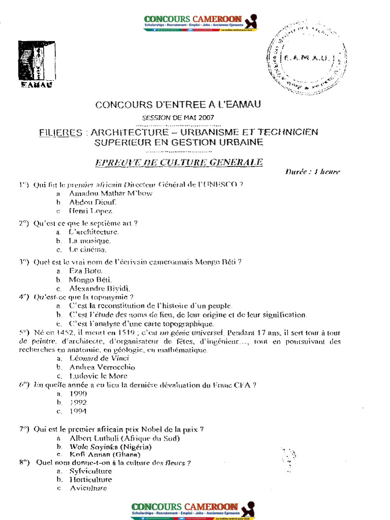 Culture Generale Eamau 2007 | PDF