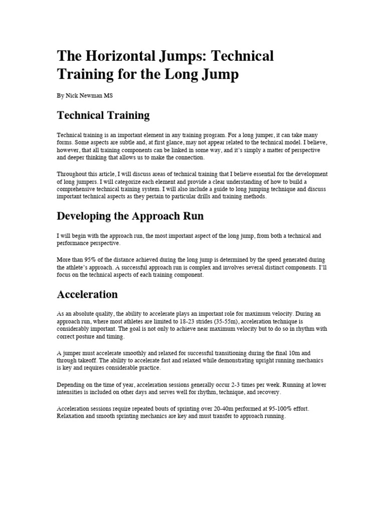 Long Jump Technical Training Insights | PDF