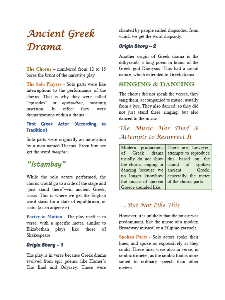 Ancient Greek Drama: Chorus and Actors | PDF | Dionysus