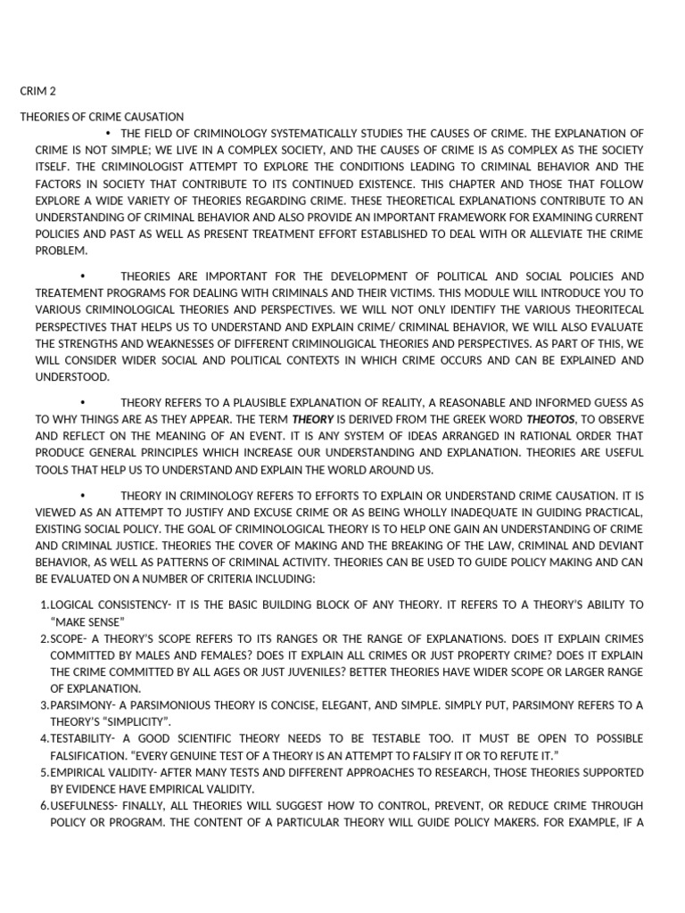 CRIM 2 Prelim Student | PDF | Crimes | Crime & Violence