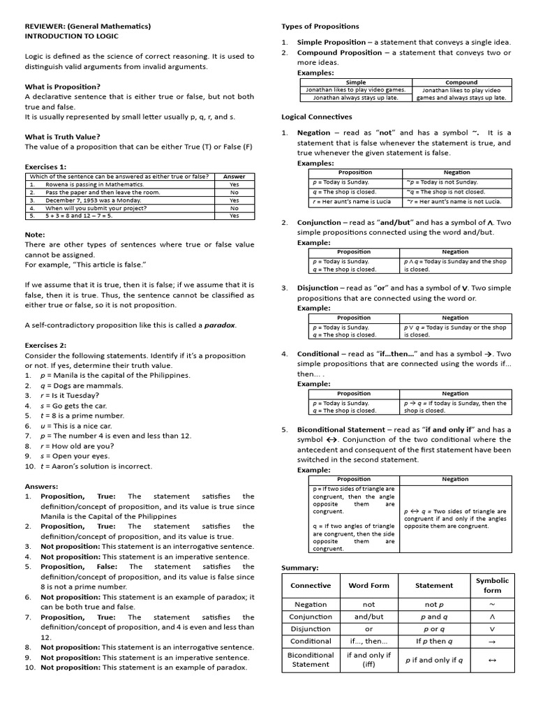 GenMath Reviewer 4 1 | PDF | Logic | If And Only If
