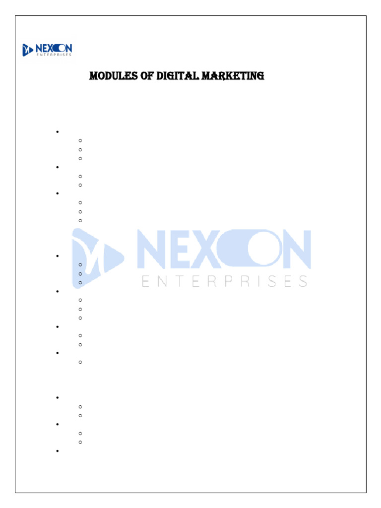 Digital Marketing Course Modules Overview | PDF | Search Engine ...