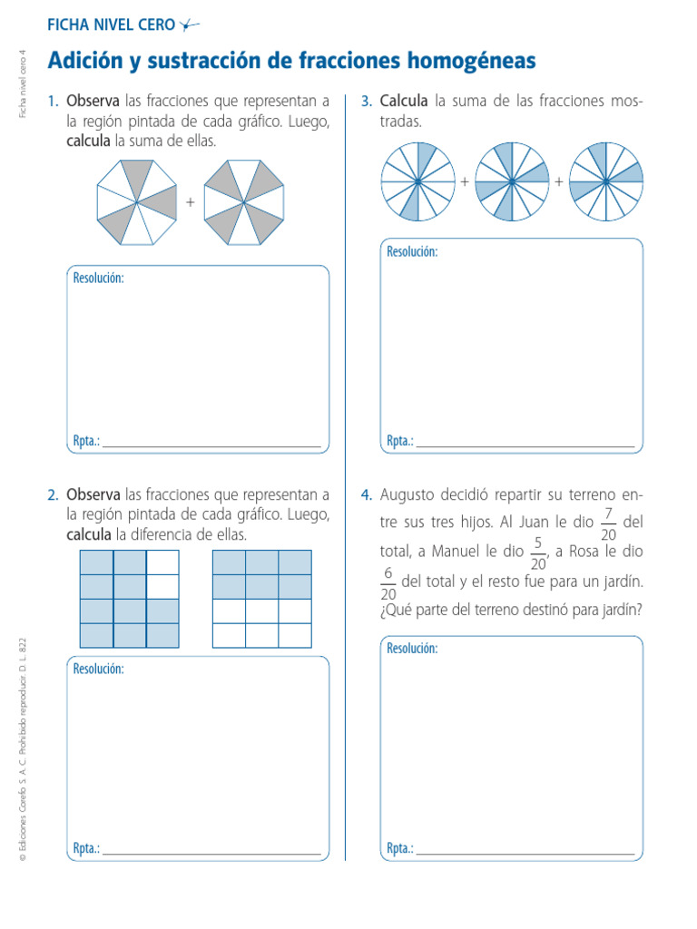 F0 - Adición y Sustracción de Fracciones Homogéneas | PDF | Aritmética ...