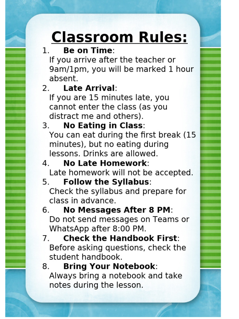 Classroom Rules | PDF