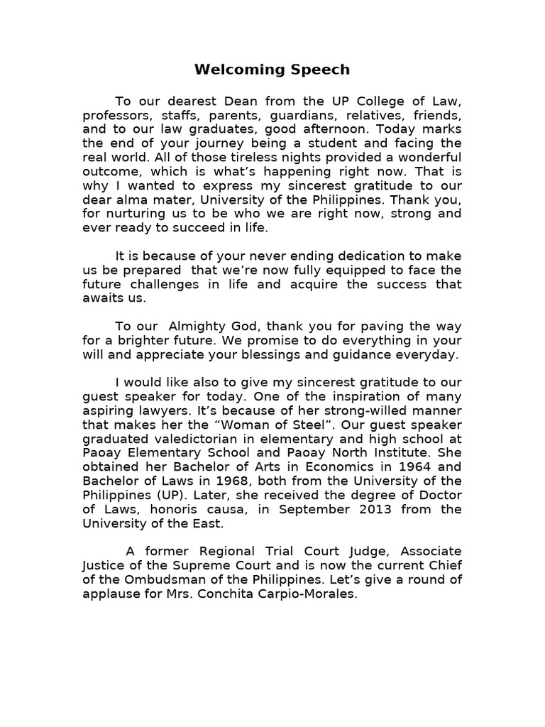 Welcoming Speech | PDF