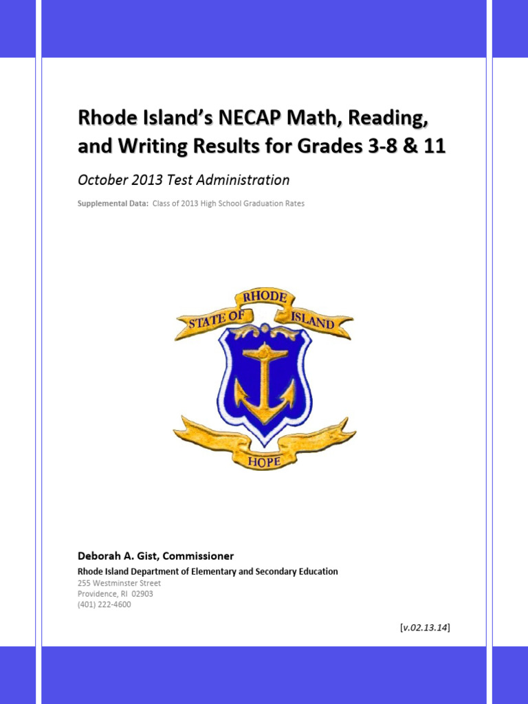 Fall 2013 RI NECAP Results Public Report FINAL | PDF | No Child Left ...