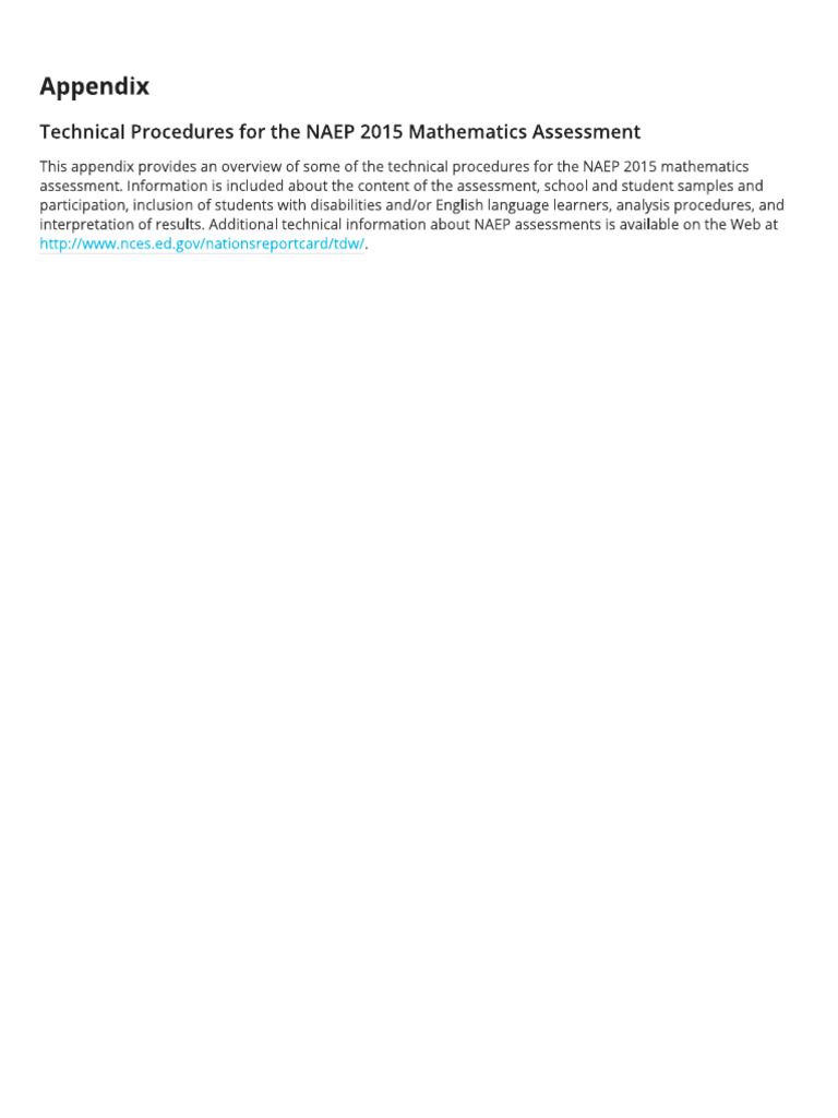 NAEP State Report Mathematics 2015 Appendix | PDF