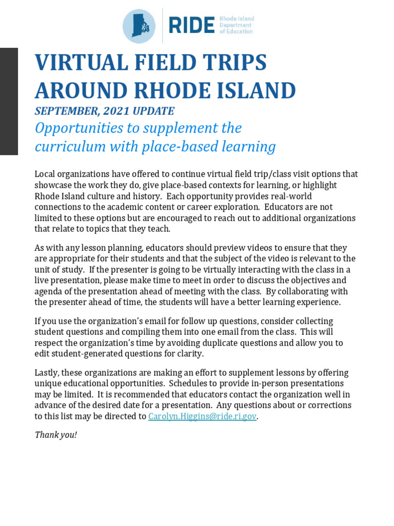 Virtual Fieldtrips Around Ri | PDF | Oceanography | Science