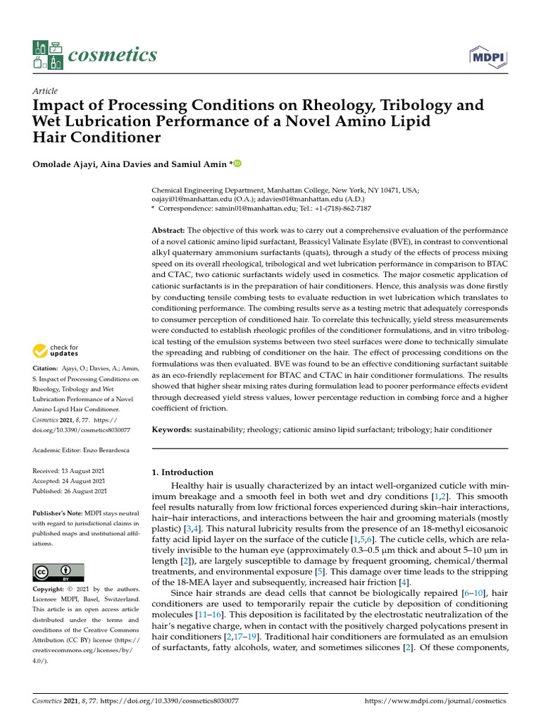 Impact of Processing Conditions On Rheol | PDF | Surfactant | Emulsion