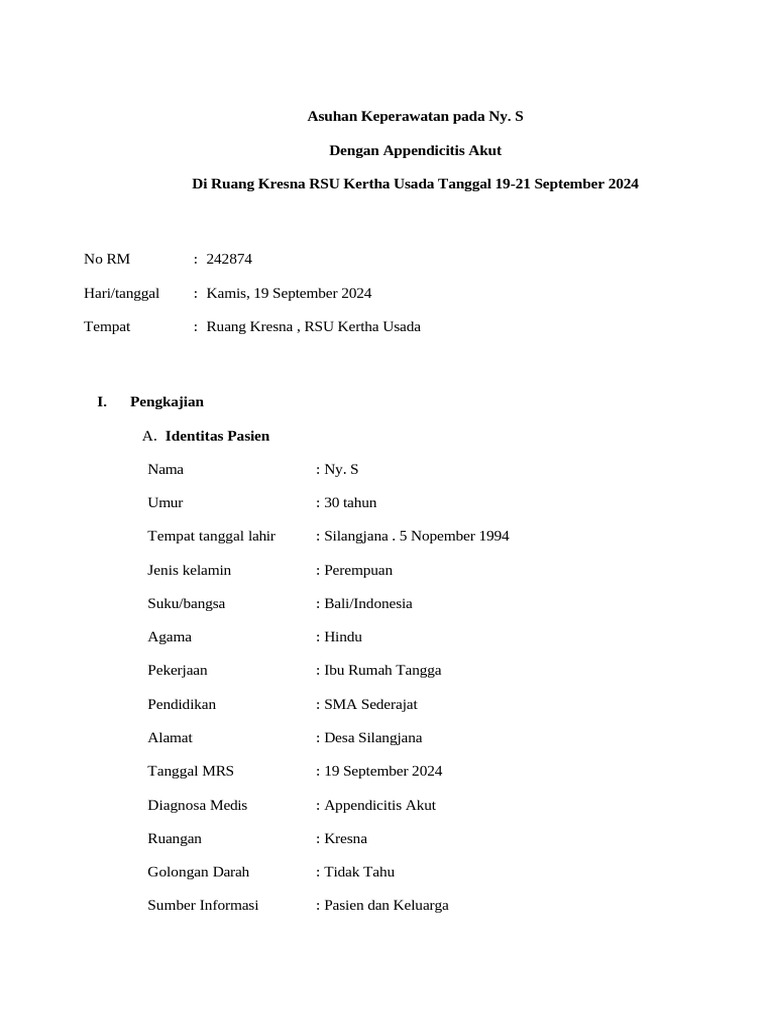 Komang Taradipa 24089142074 Askep Appendicitis KMB 1 | PDF | Kesehatan Holistik