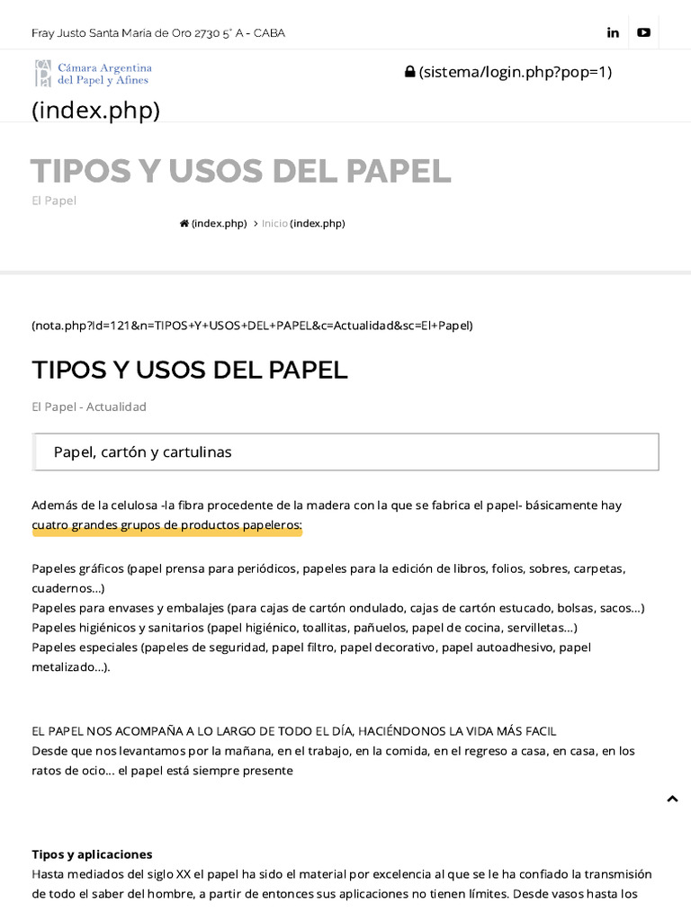 Tipos de papel. Cámara de papel argentina | PDF | Papel | Cartón Tipos de papel. Cámara de papel argentina | PDF | Papel | Cartón