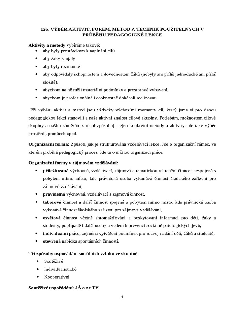 12 Metody, Formy, Techniky | PDF