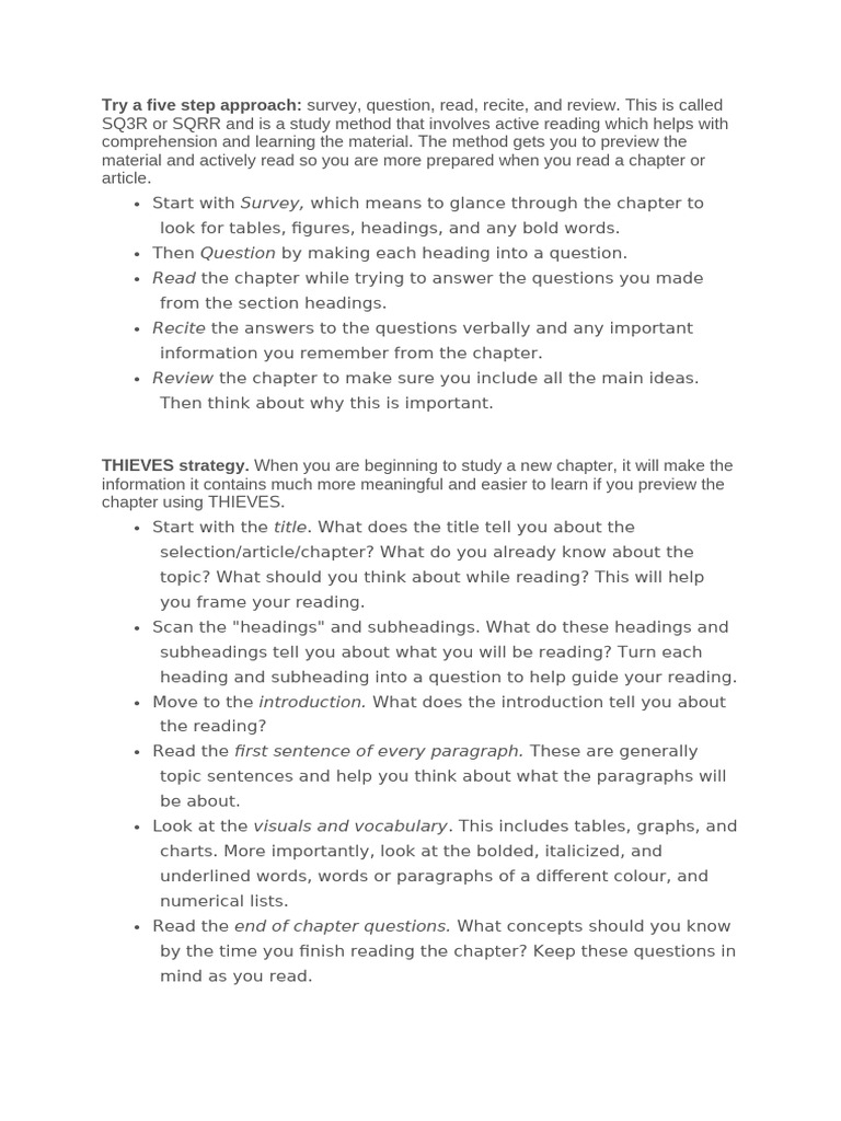 Try a five step approach | PDF | Reading Comprehension | Neuroscience