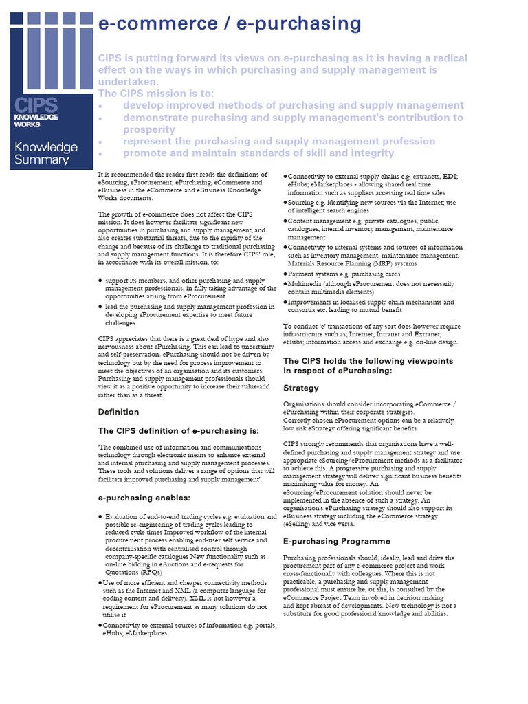 E Commerce e Purchasing | PDF | Procurement | Supply Chain