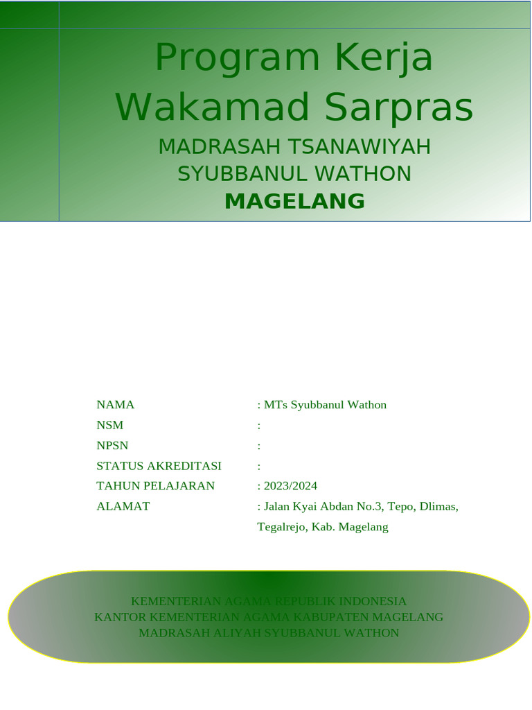 Program Kerja Sarpras MTS 2023/2024 | PDF | Karier & Perkembangan