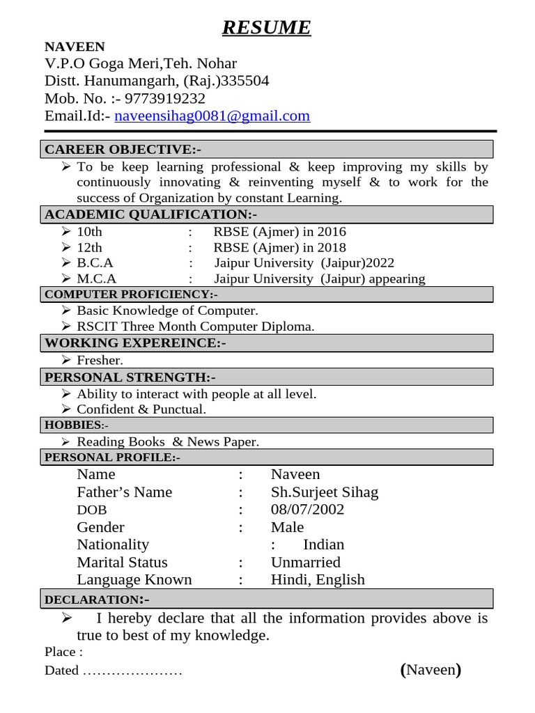 Naveen Resume | PDF | Career & Growth