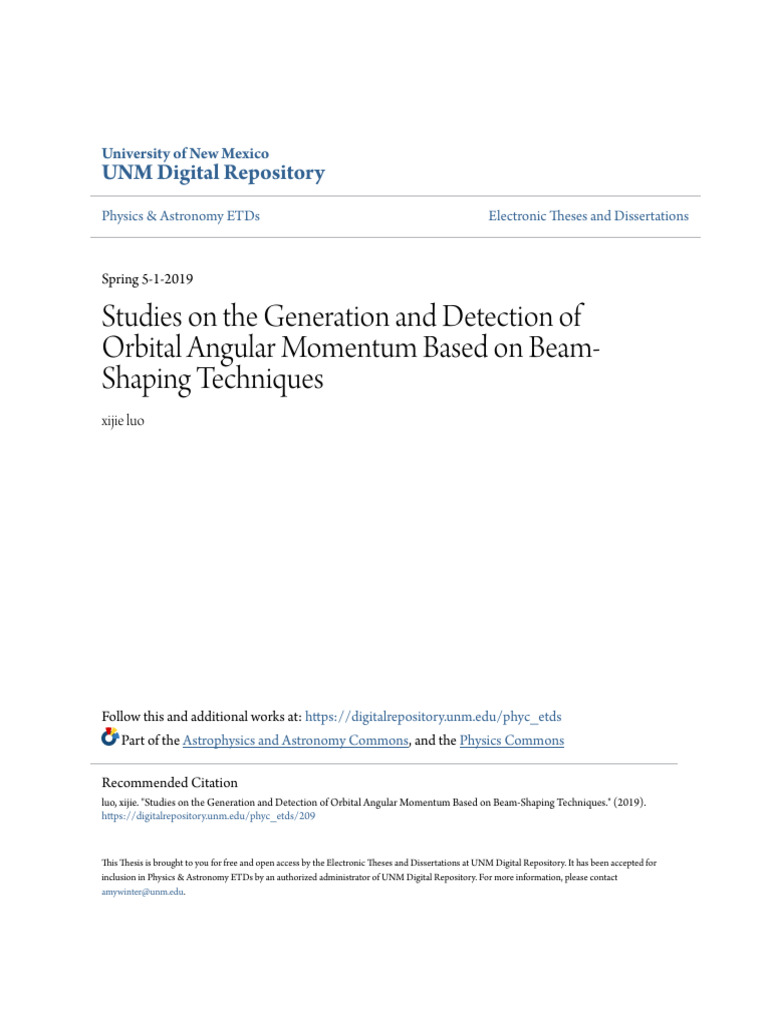2019-Xijie Luo-Studies On The Generation and Detection of Orbital Angular Momentum Based On Beam ...