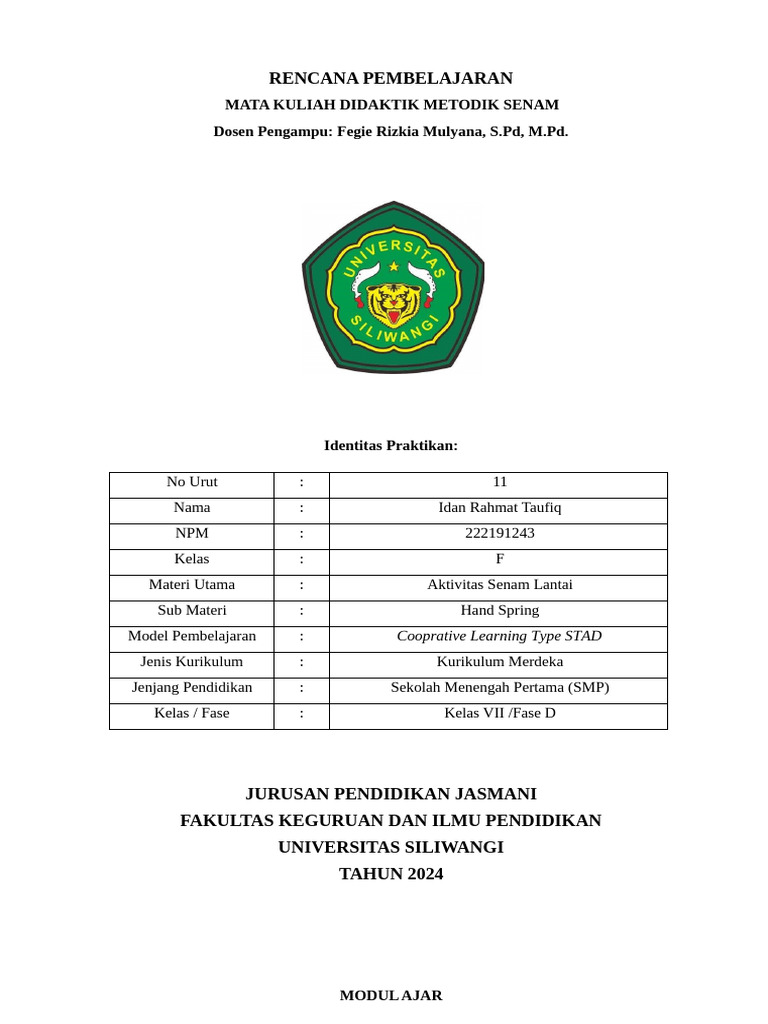E - 220 - Ilham Fahrirozi - Modul Ajar Aktivitas Senam Lantai Dive Roll | PDF