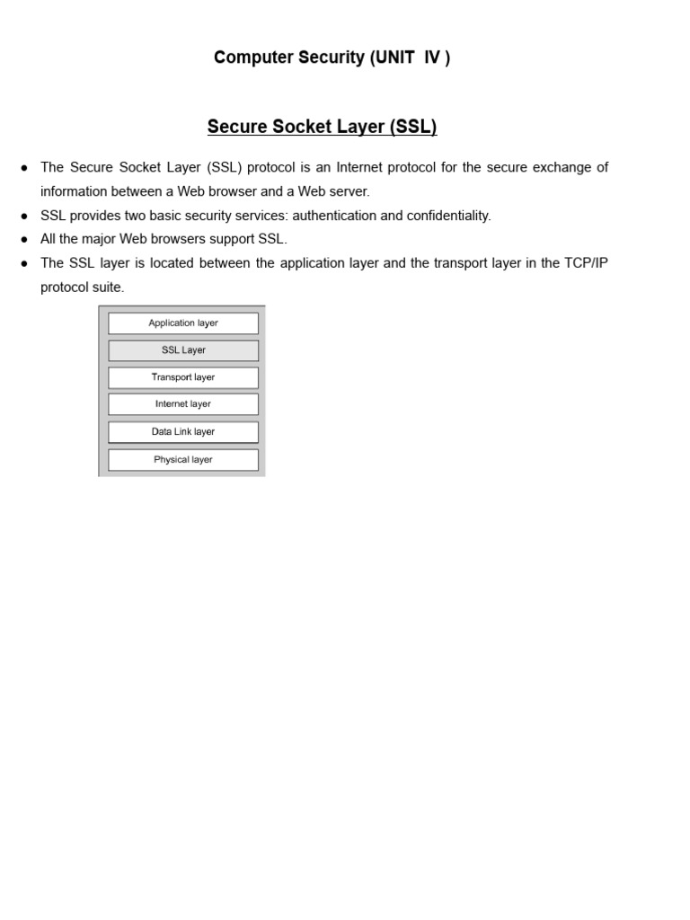 Unit Iv Secure Socket Layer Ssl Pdf Transport Layer Security Public Key Certificate