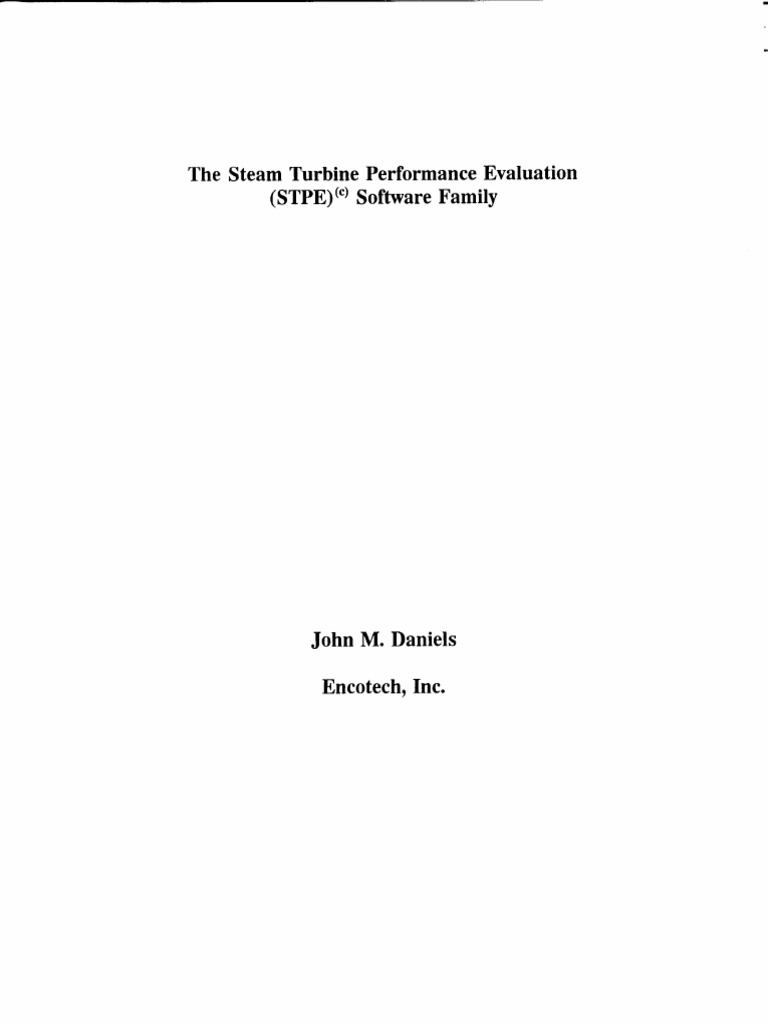 The Steam Turbine Performance Evaluation STPE Software Family 1992 | PDF