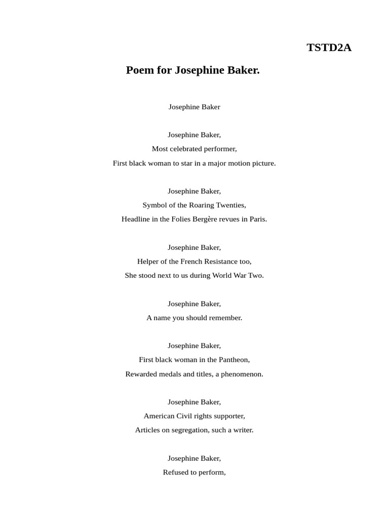 Poem For Josephine Baker | PDF | Art