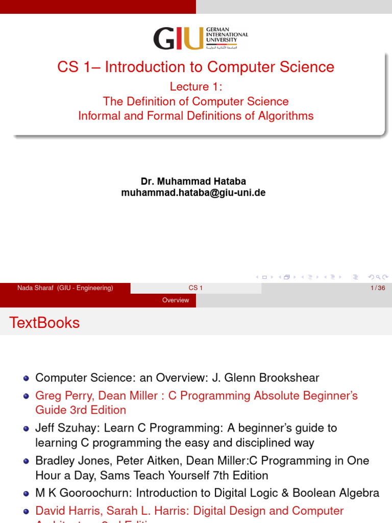 cs lecture 1 | PDF | Algorithms | Thought