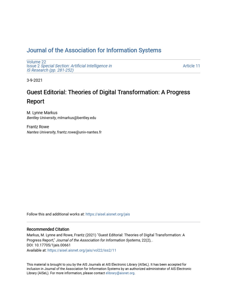 Theories of Digital Transformation Report | PDF | Theory | Concept