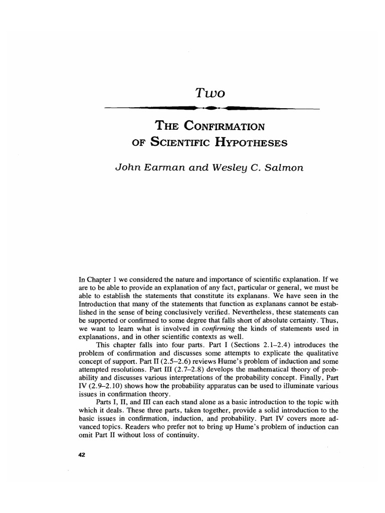 Earman Salmon 1992 The Confirmation of Scientific Hypotheses | PDF | Inductive Reasoning | Argument