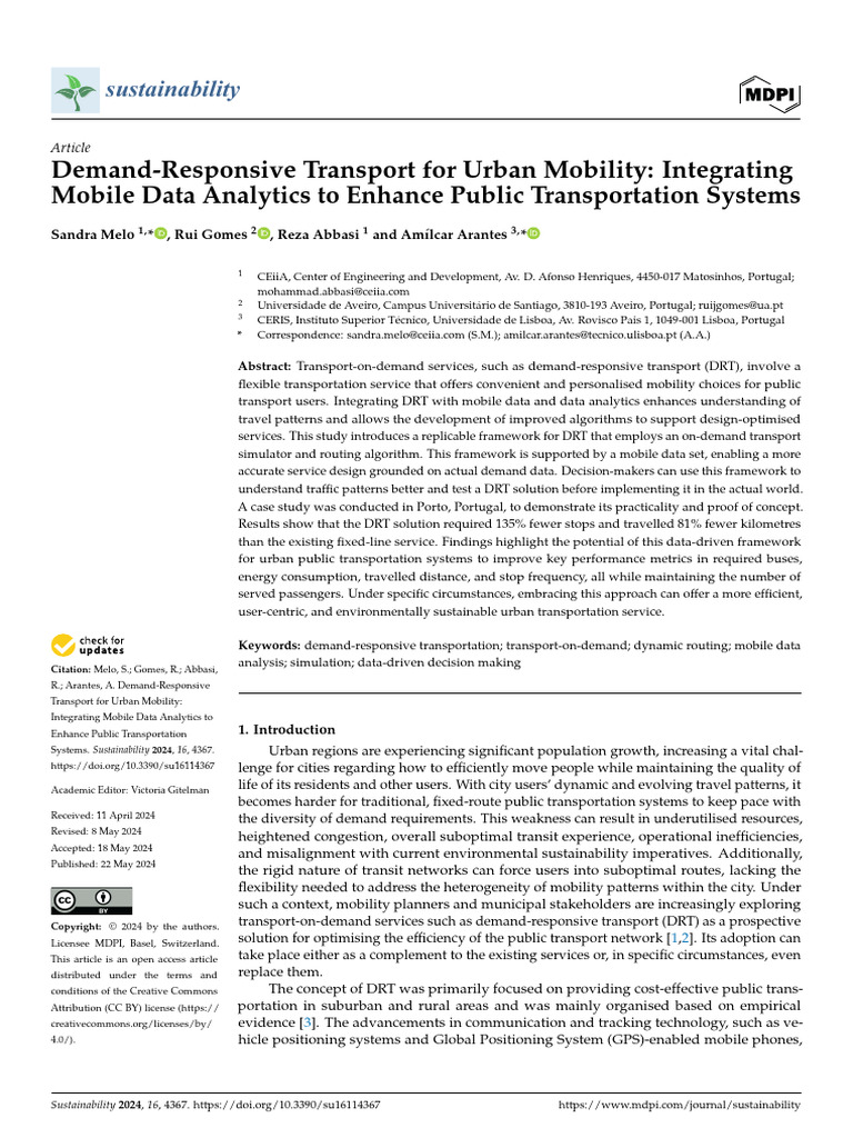 Demand-Responsive Transport for Urban Mobility Int | PDF | Public ...