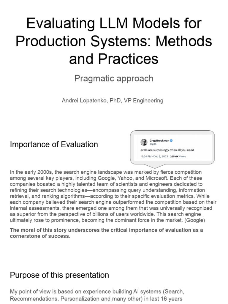 Evaluating LLM Models For Production Systems - Methods and Practices - Data Phoenix | PDF ...