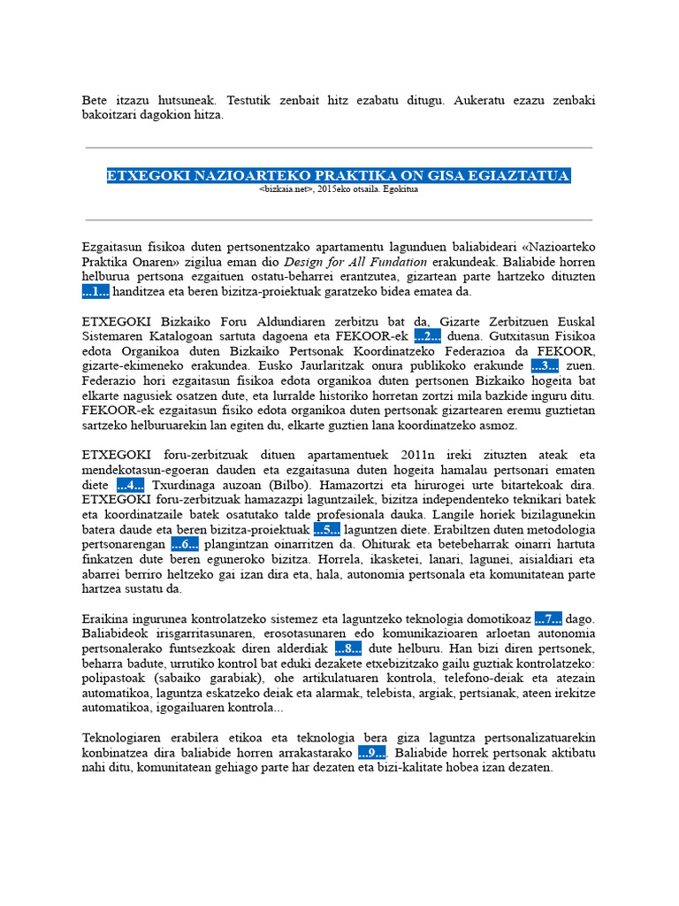 Eoi1egokizapen Froga, Irakurketa | PDF