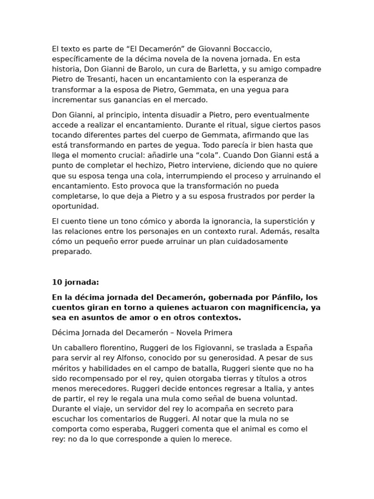 resumen de el cameron | PDF | El decameron | Amor