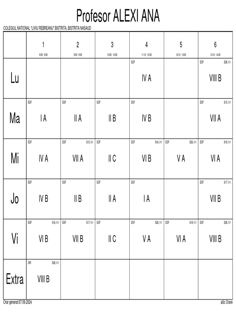 Orar Profesori 2024-25 v1 | PDF