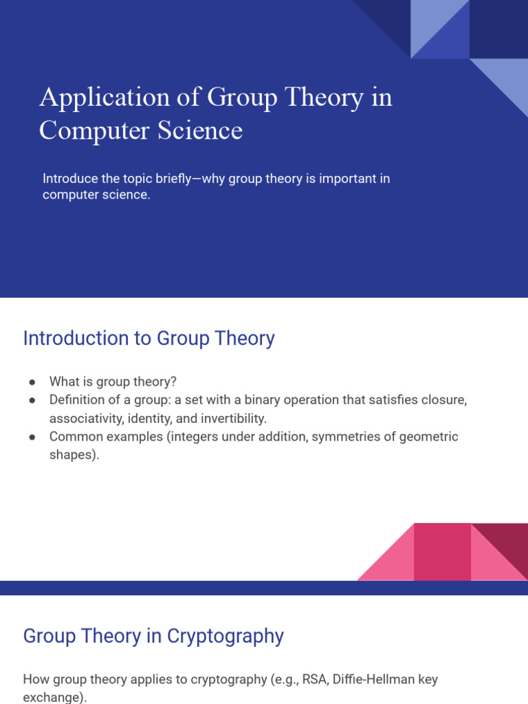 Group Theory Applications in Computer Science | PDF