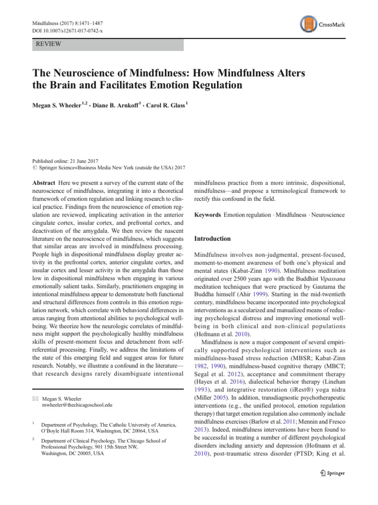 The Neuroscience of mindfullness | PDF | Mindfulness | Emotions