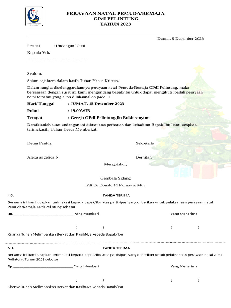 Undangan Perayaan Natal Pemuda 2023 | PDF