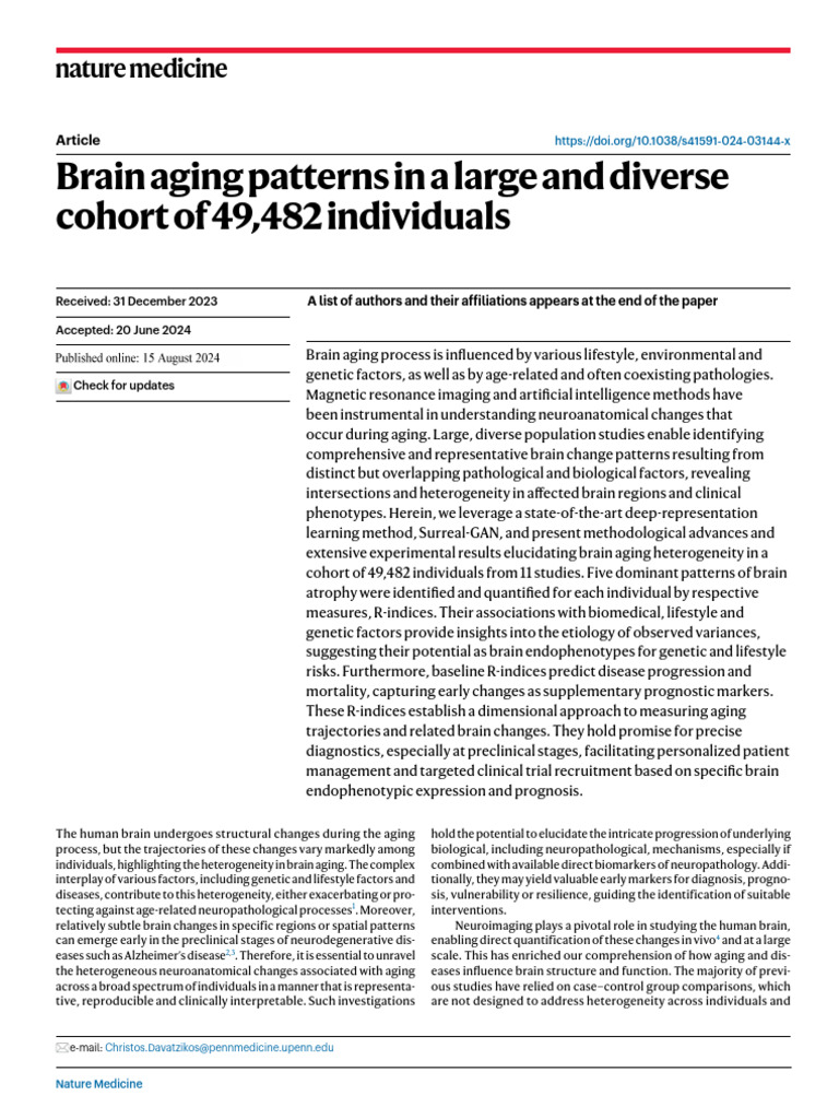 Brain Aging Patterns in A Large and Diverse Cohort of 49,482 ...