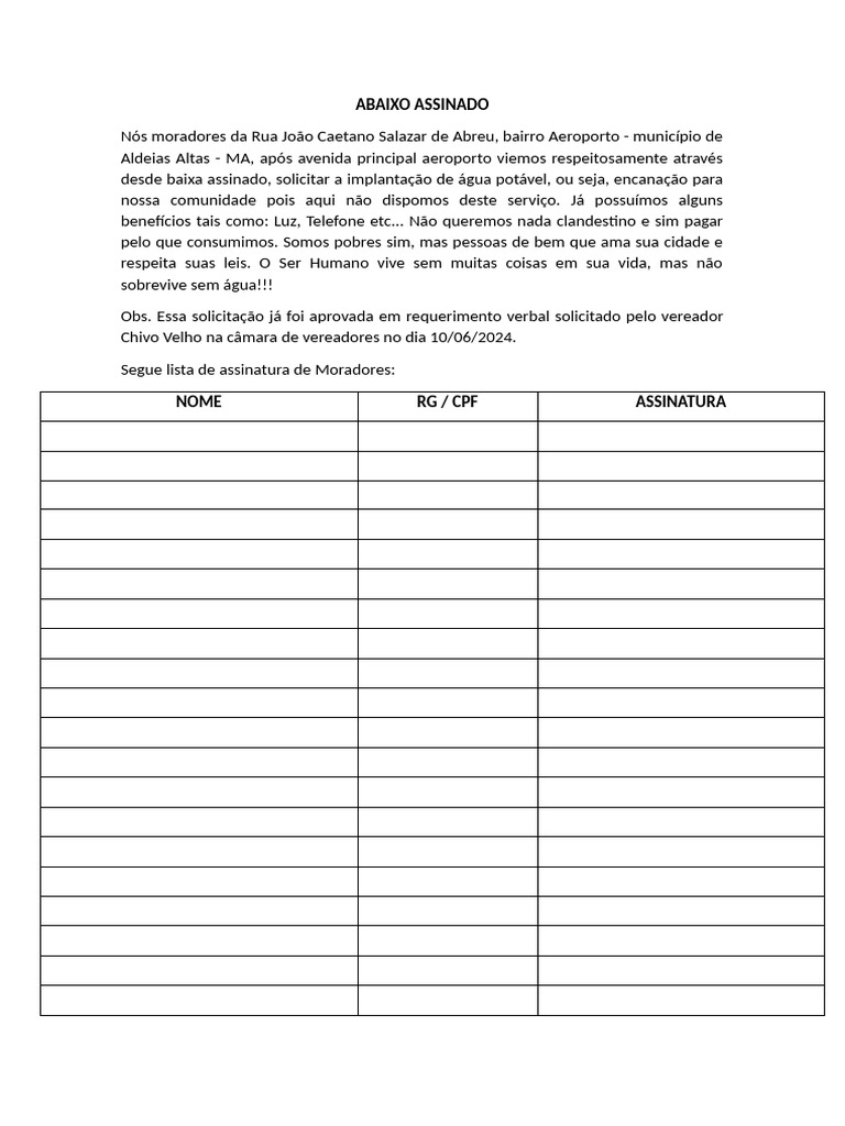 ABAIXO ASSINADO | PDF