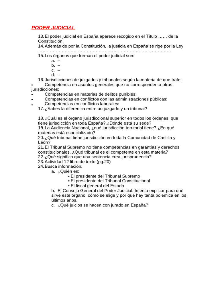 Estructura del Poder Judicial en España | PDF