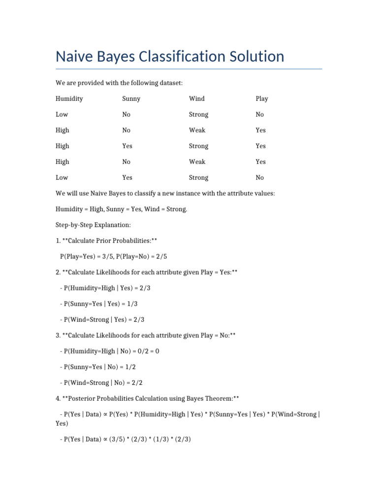 Naive Bayes Solution | PDF