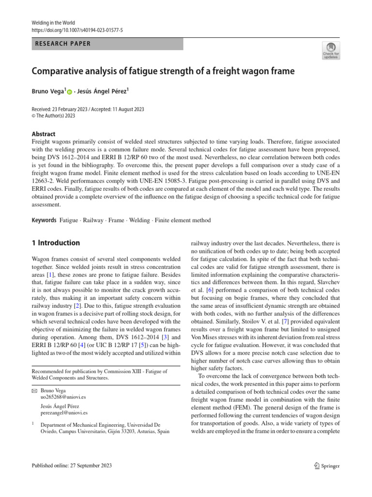 Fatigue Strength in Freight Wagon Frames | PDF | Fatigue (Material ...