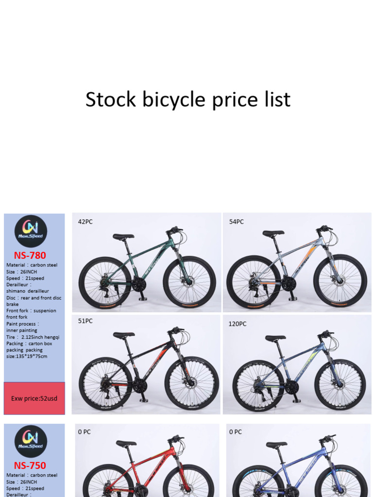 Bicycle Stock Price List | PDF | Human Powered Vehicles | Wheeled Vehicles